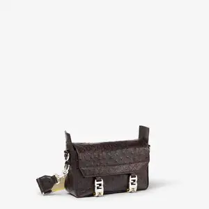 Fendi Flow Small Brown Ostrich Leather Bag - [brown]